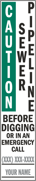 Custom Caution Sewer Pipeline Label - PipeMarker.com