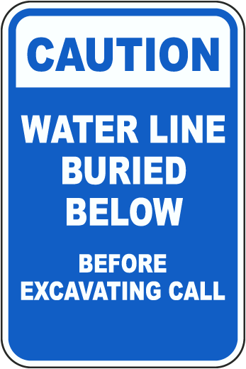 Custom Caution Water Line Buried Sign - PipeMarker.com