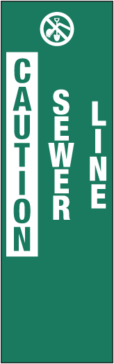 Custom Caution Sewer Line Bullet Marker - pipemarker