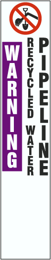 Custom Warning Recycled Water Pipeline Flat Marker - PipeMarker.com